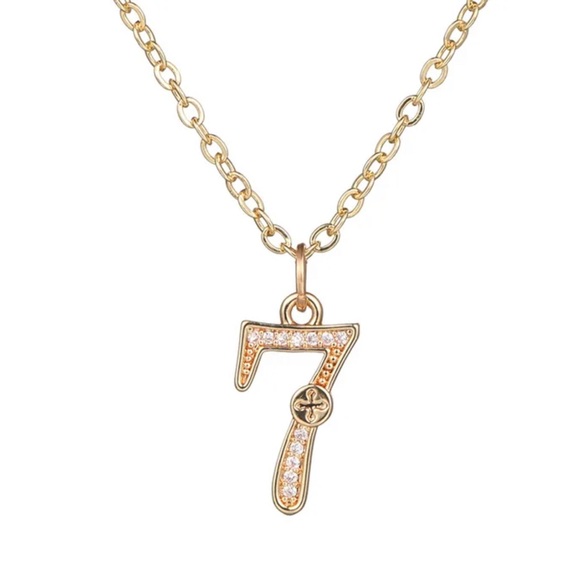 Jewelry | Number 7 Gold Plated Necklace Jewelry Number Seven | Poshmark